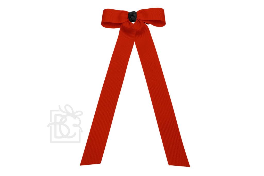 3.5" Two Tone Flat Bow w/ 7" Streamers (Red w/ Black Knot)