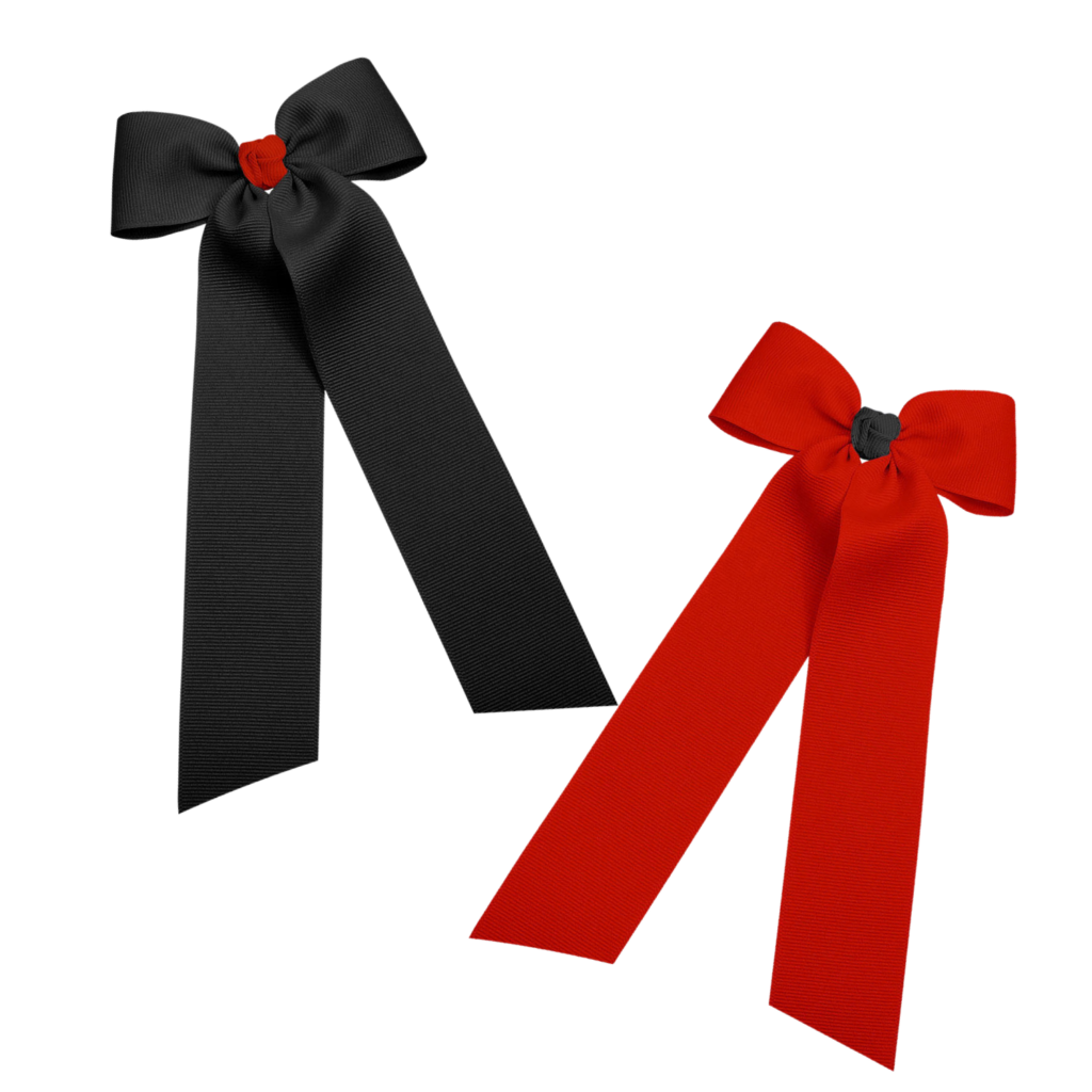 4.5" Two Tone Flat Bow w/ 7" Streamers (Red w/ Black Knot)