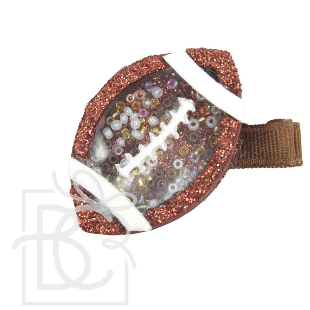 Glitter Football Shaker Hair Bow Clip - Beyond Creations