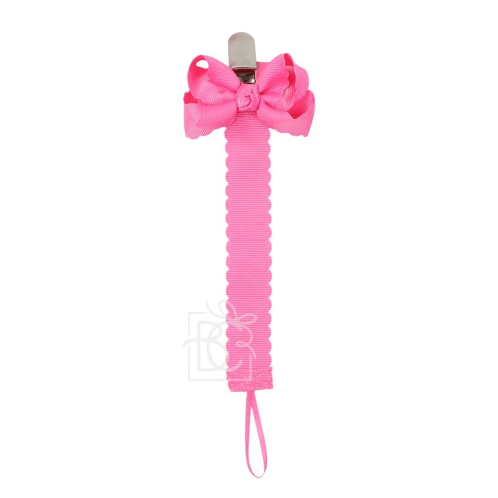 Hot Pink Scalloped Pacifier Clip - Stylish and Secure - Shop Now!