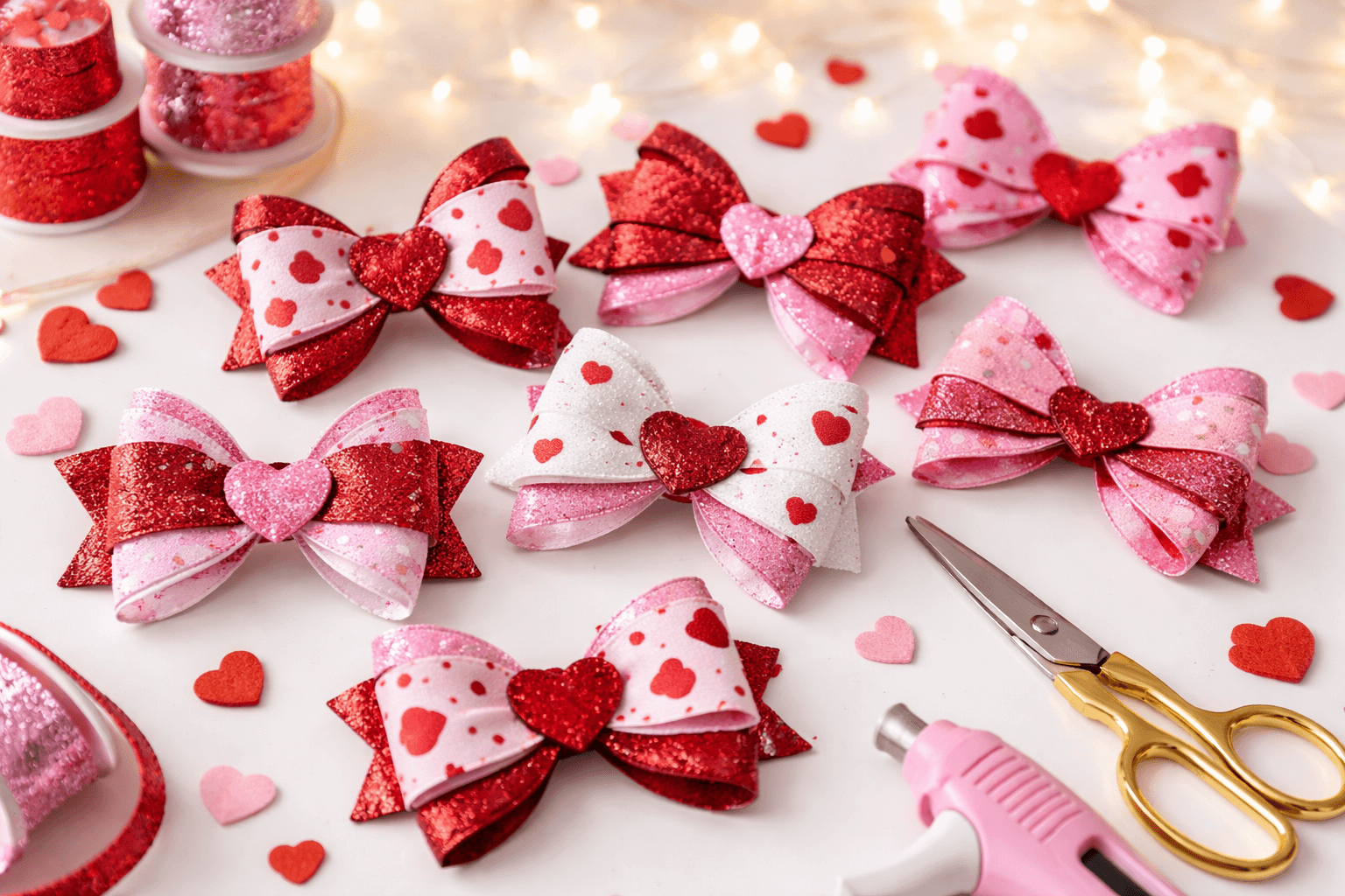 How to Make Valentine Hair Bows with Glitter Ribbon: DIY Guide - Beyond ...